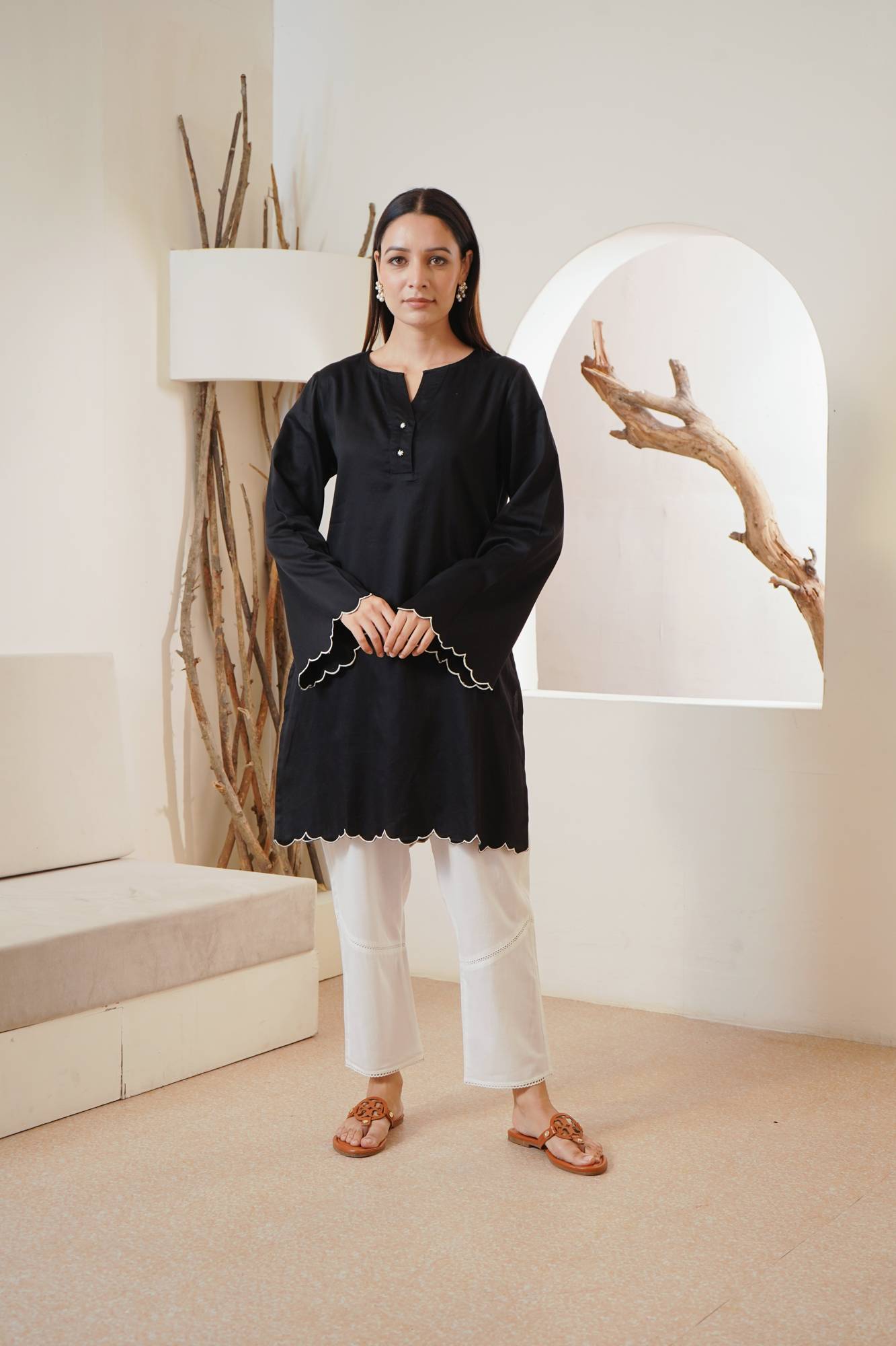 Buy Formal Coord sets | Olive Scallop Coord Set | Nero India