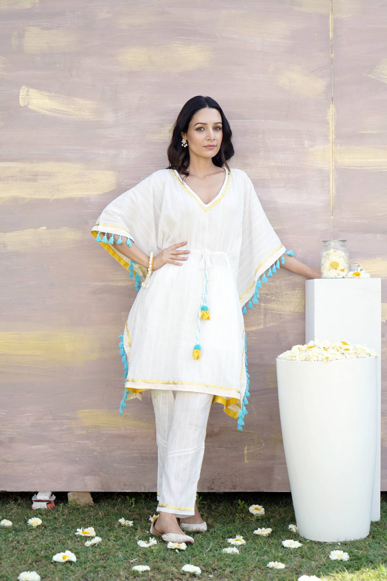 Shop Holi Special Dress | Teal Daffodil Kaftan with Narrow Pants – Nero ...